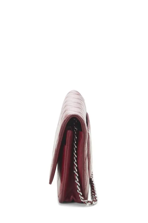 Chanel Lambskin Classic Quilted Wallet On Chain - Red