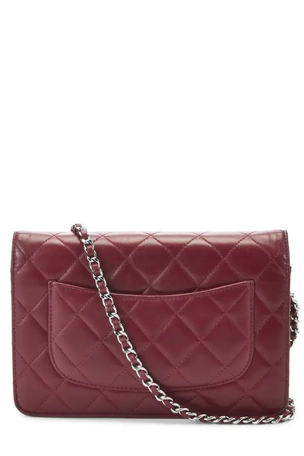 Chanel Lambskin Classic Quilted Wallet On Chain - Red
