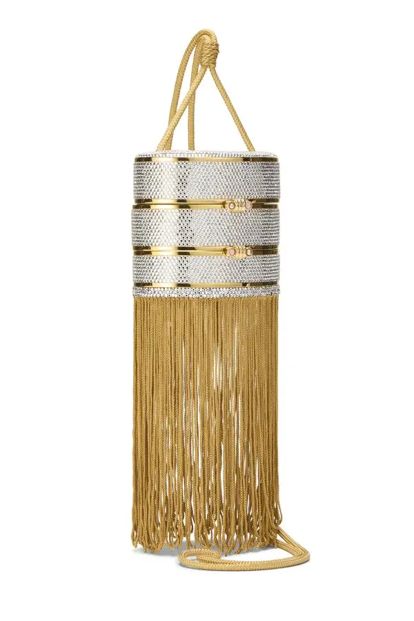 Judith Leiber Crystal Fringe Minaudière - Gold