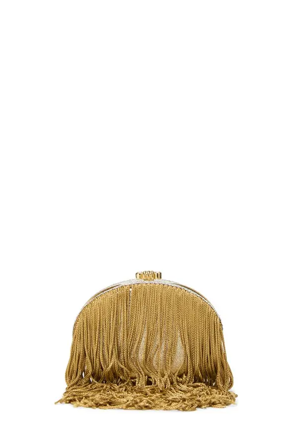 Judith Leiber Crystal Fringe Minaudière - Gold