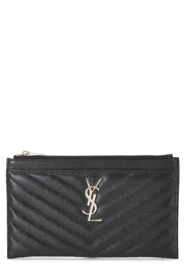 Saint Laurent Grainy Chevron Zip Pouch
