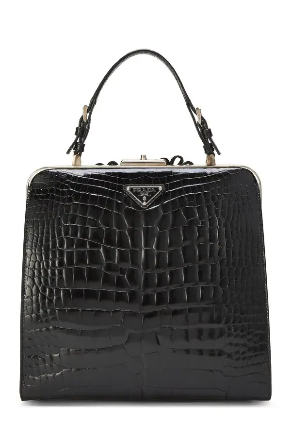 Prada Embossed Frame Top Handle Bag