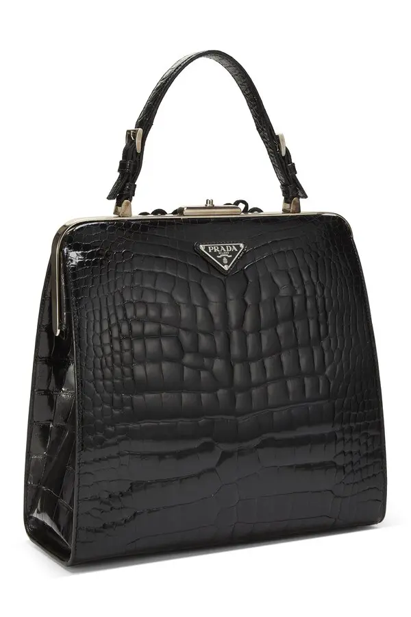 Prada Embossed Frame Top Handle Bag