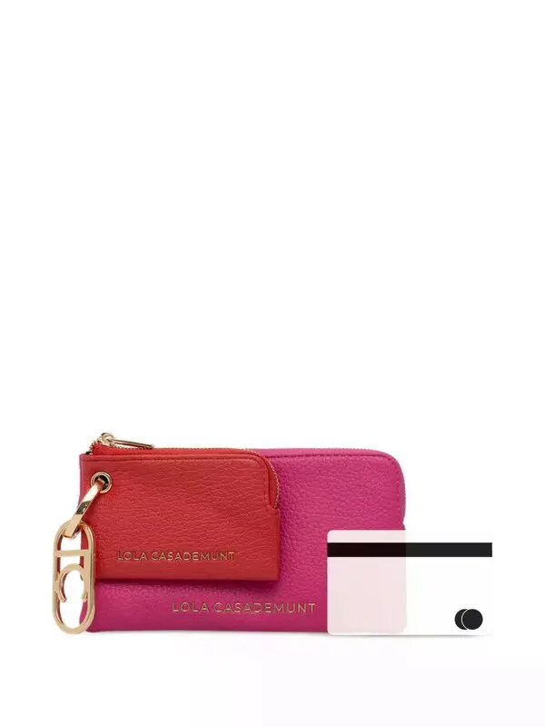 Lola Casademunt Logo-plaque Double-purse Pebbled Wallet - Pink