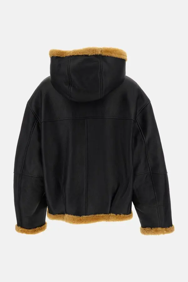 HALFBOY Bomber In Montone Reversibile Con Cappuccio - Black