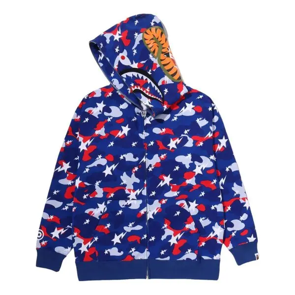 A BATHING APE Sta Strike Camo Shark Relaxed Fit Full Zip Hoodie