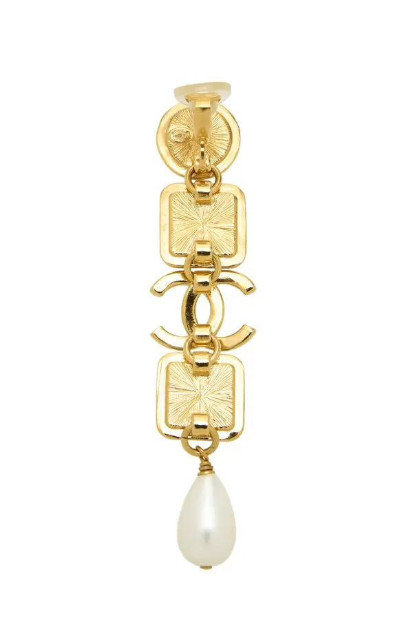 Chanel Crystal 'cc' Faux Pearl Dangle Earrings