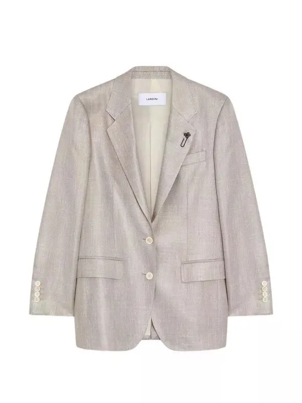LARDINI Ivory Single-breasted Gabardine Blazer