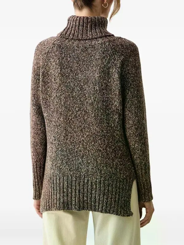 Luisa Spagnoli Magnesite Roll-neck Marl-knit Sweater