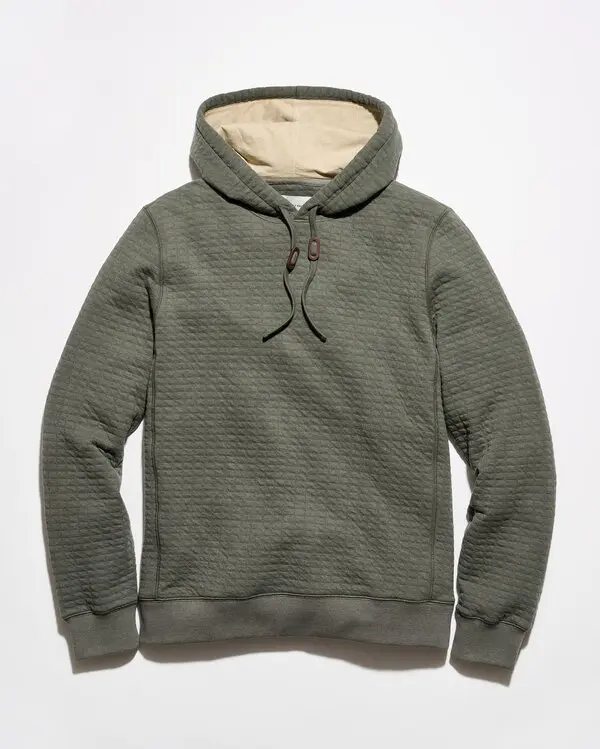 Billy Reid Box Quilt Hoodie Pullover - Grey