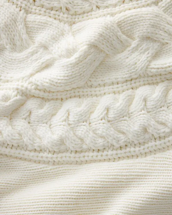HAVEN WELL WITHIN Cotton Blend Cable Mockneck Sweater - Ivory