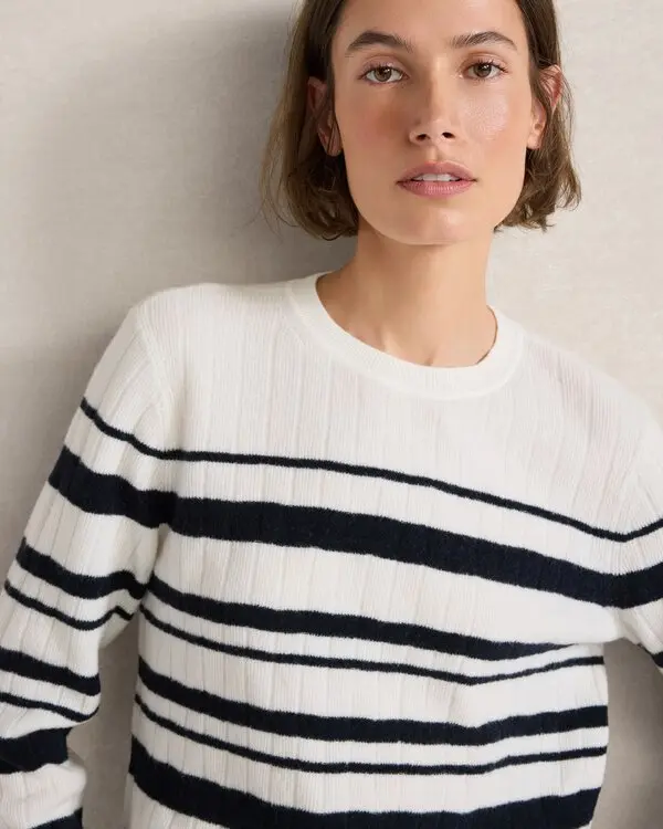 HAVEN WELL WITHIN Merino Wool Blend Striped Crewneck Sweater