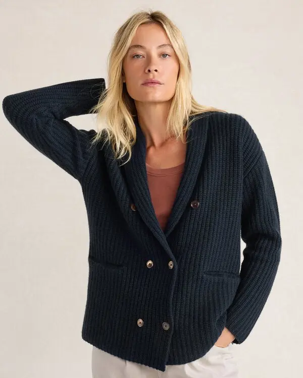 HAVEN WELL WITHIN Cashmere Shaker Double Breasted Cardigan