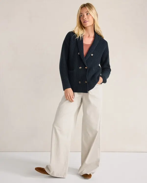 HAVEN WELL WITHIN Cashmere Shaker Double Breasted Cardigan