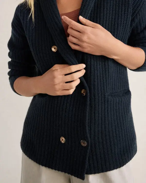 HAVEN WELL WITHIN Cashmere Shaker Double Breasted Cardigan