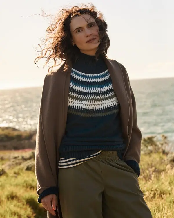 HAVEN WELL WITHIN Organic Cotton Blend Fair Isle Mockneck Sweater