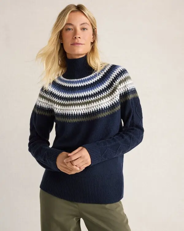HAVEN WELL WITHIN Organic Cotton Blend Fair Isle Mockneck Sweater
