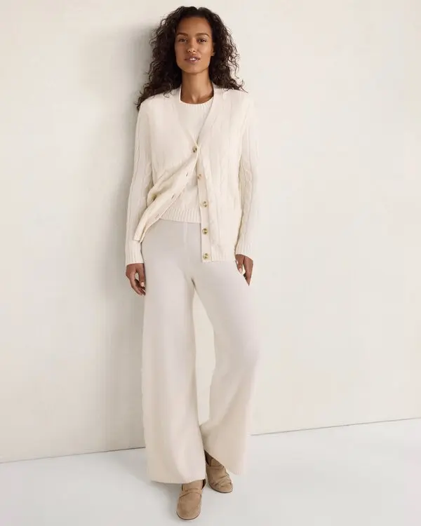 HAVEN WELL WITHIN Cashmere Cable Knit Pants - Chiffon