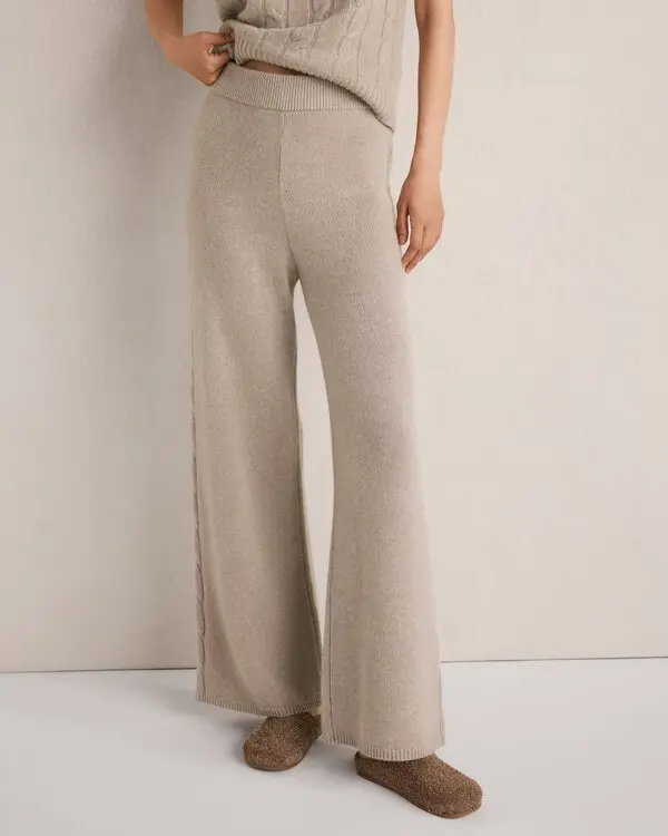HAVEN WELL WITHIN Cashmere Cable Knit Pants - Chiffon