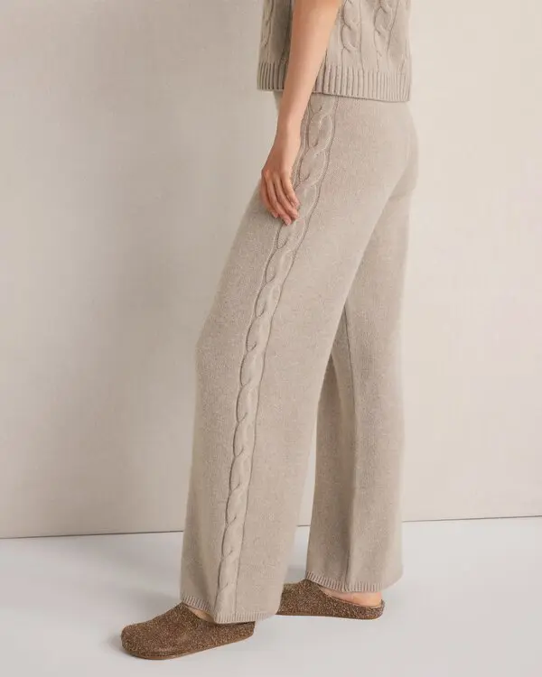 HAVEN WELL WITHIN Cashmere Cable Knit Pants - Chiffon
