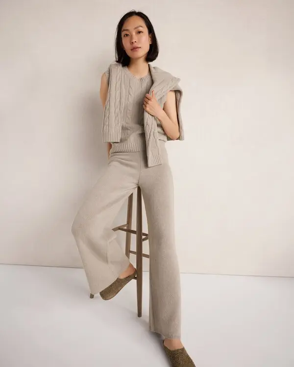 HAVEN WELL WITHIN Cashmere Cable Knit Pants - Chiffon
