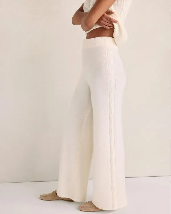 HAVEN WELL WITHIN Cashmere Cable Knit Pants - Chiffon