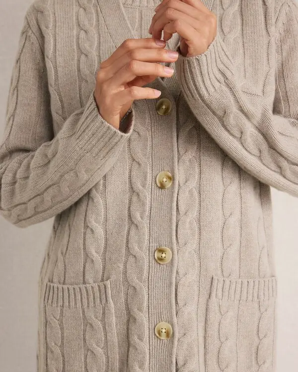 HAVEN WELL WITHIN Cashmere Cable Knit Cardigan - Chiffon