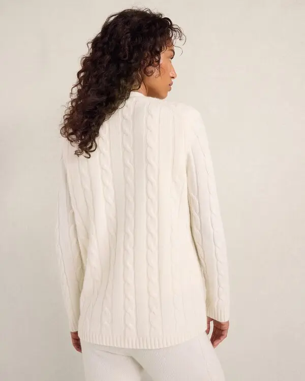 HAVEN WELL WITHIN Cashmere Cable Knit Cardigan - Chiffon