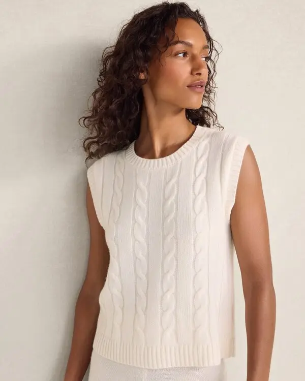 HAVEN WELL WITHIN Cashmere Cable Knit Tank Top - Chiffon