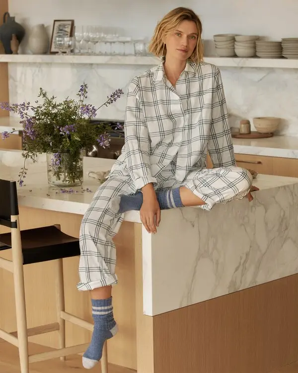 HAVEN WELL WITHIN Organic Cotton Windowpane Pajama Pants