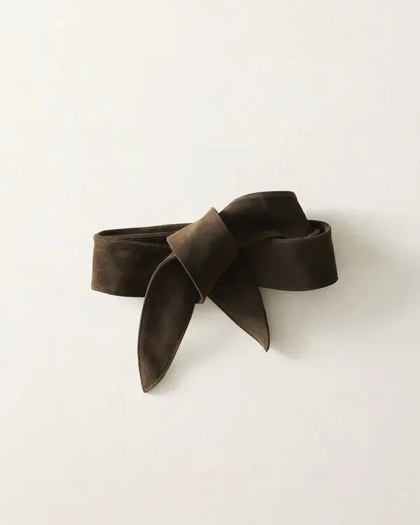 HAVEN WELL WITHIN Italian Suede Tie Belt - Espresso Notte