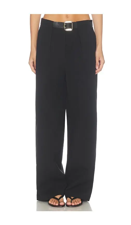 Source Unknown Matteo Belted Tuck Trousers - Black