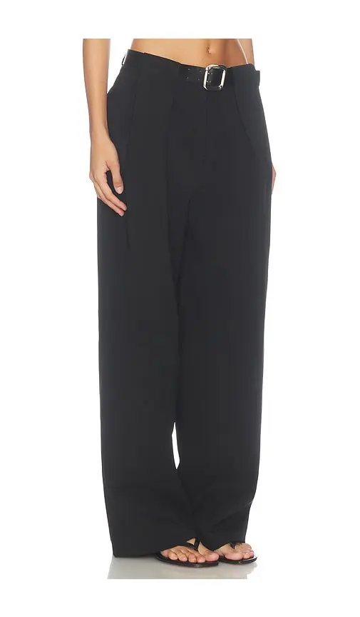 Source Unknown Matteo Belted Tuck Trousers - Black