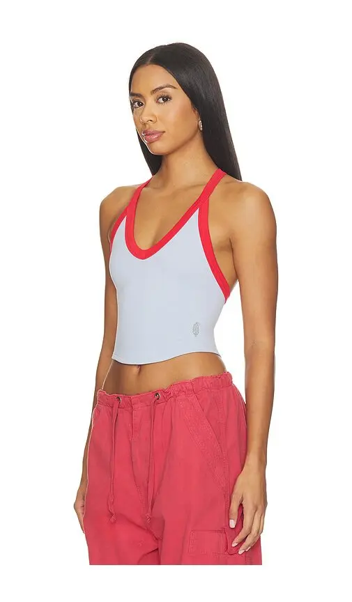 Free People X All Clear Vneck Colorblock Cami Top In Blue