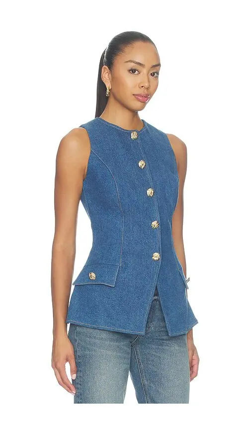NADINE MERABI Vintage Wash Denim Waistcoat