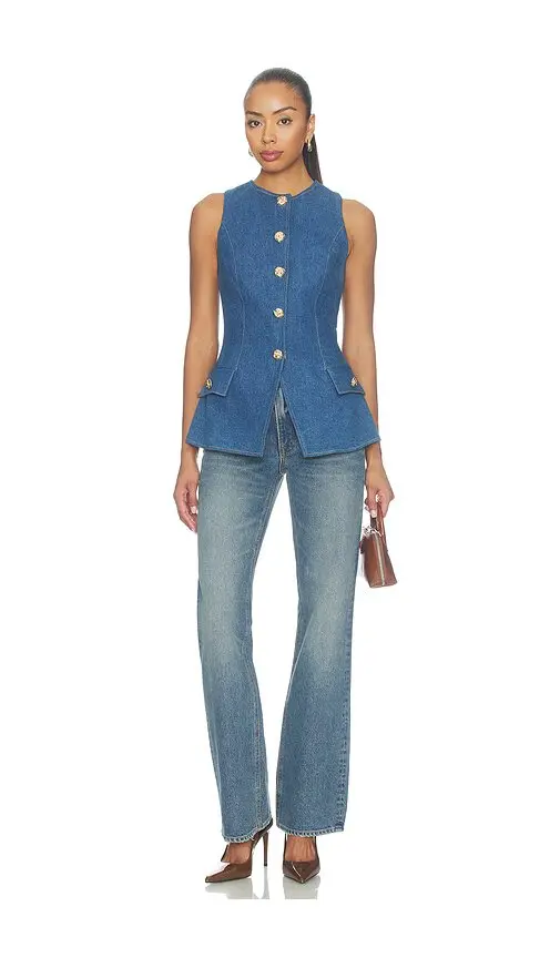 NADINE MERABI Vintage Wash Denim Waistcoat