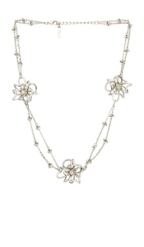 We11Done Crystal Twisted Wire Necklace In Metallic - Silver