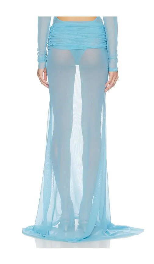 SIDERA Nerea Draped Maxi Skirt In Baby Blue