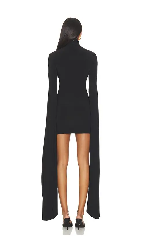 Norma Kamali Ribbon Sleeve Turtleneck Mini Dress