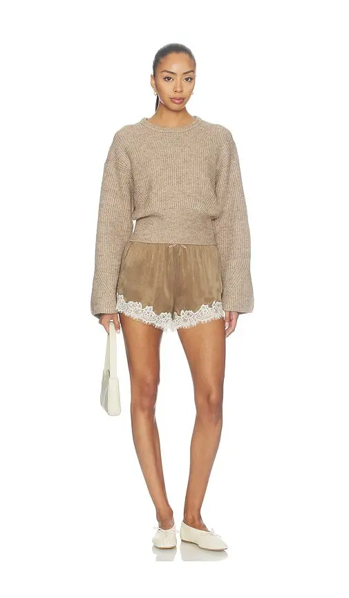 Good American The Chunky Knit Sweater In Brown