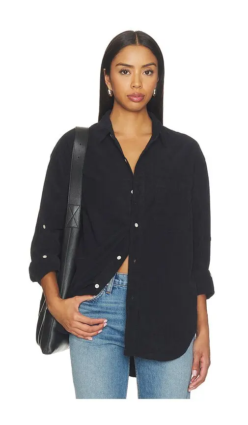 Citizens Of Humanity Kayla Corduroy Shirt In Black - Charcoal