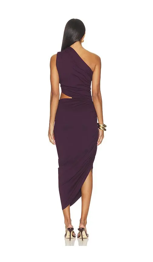 Susana Monaco Gathered One Shoulder Cut Out Dress In Purple