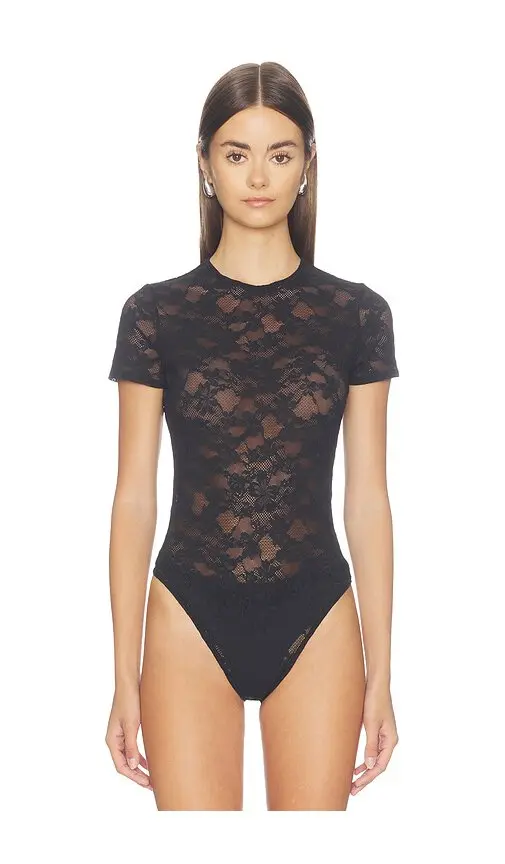 FLEUR DU MAL Le Stretch Lace Short Sleeve Bodysuit