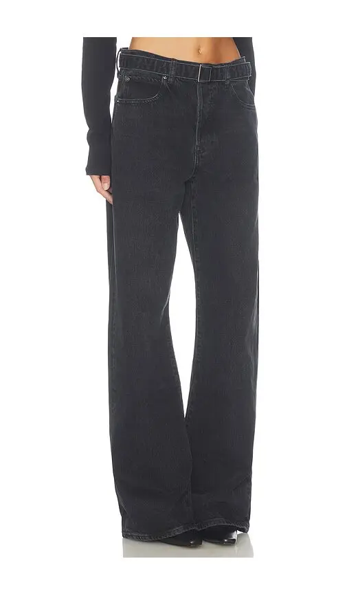 FRAME The Belted Loose Jeans In Black