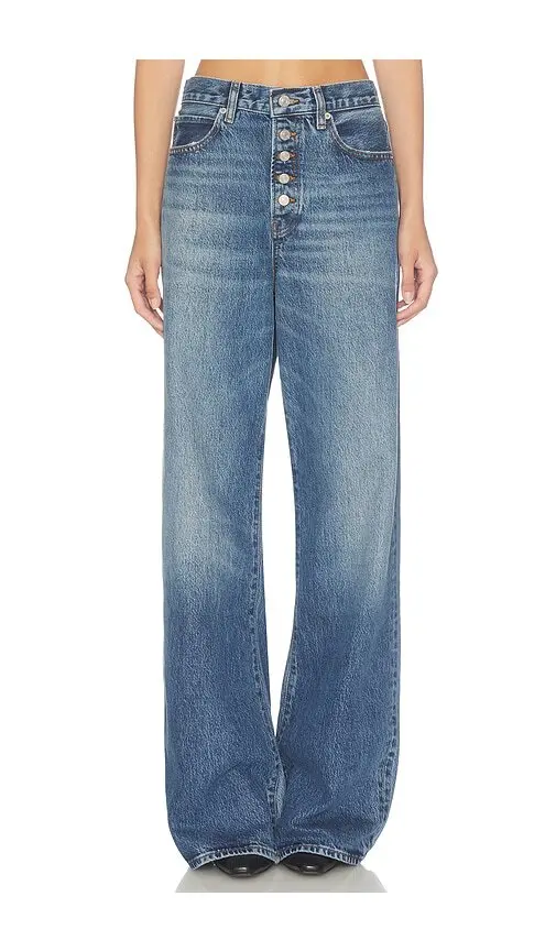 FRAME The Loose Exposed Buttons Jeans In Blue - Soundwave