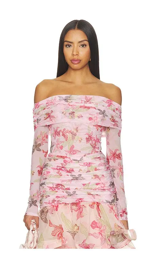 PatBO Orchid Bloom Tulle Bodysuit