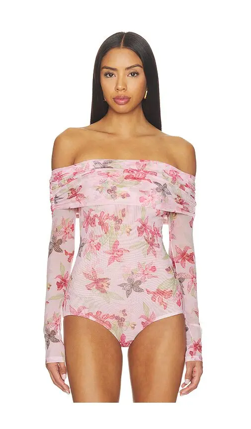 PatBO Orchid Bloom Tulle Bodysuit