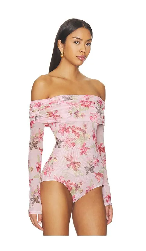 PatBO Orchid Bloom Tulle Bodysuit