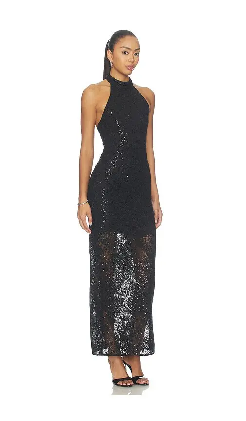 Alice + Olivia Koi Embellished Lace Halter Maxi Dress With Back Slit