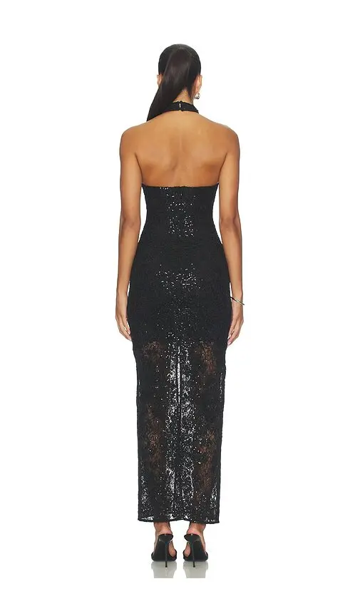 Alice + Olivia Koi Embellished Lace Halter Maxi Dress With Back Slit
